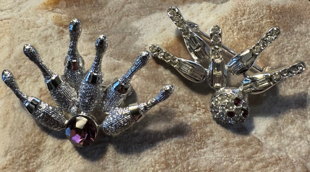 Vintage Strike! Bowling Rhinestone Pins Brooches! - Etsy