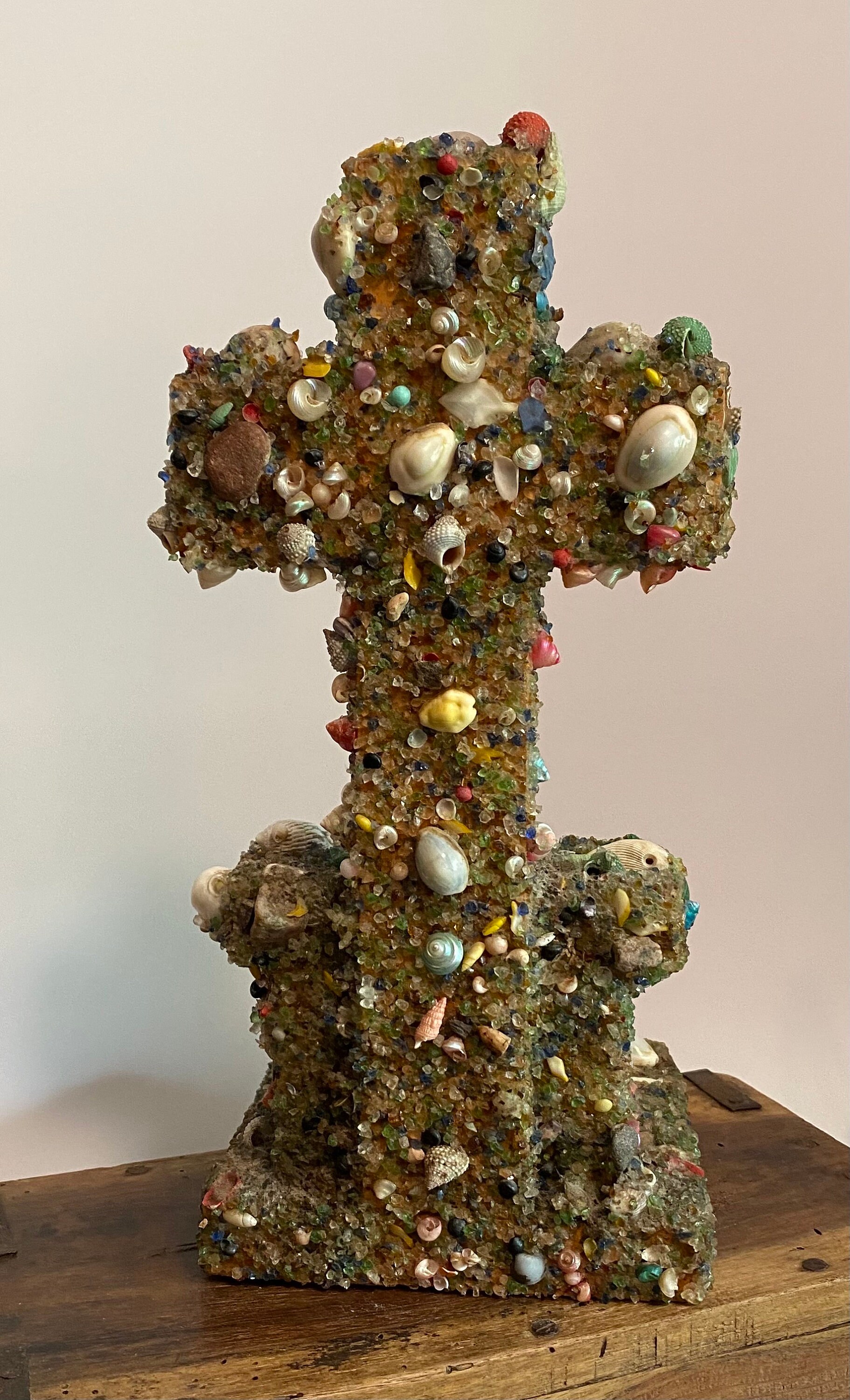 Vintage 40s 50s Tramp Folk Prison Art Handmade Sand Seashell Jesus ...