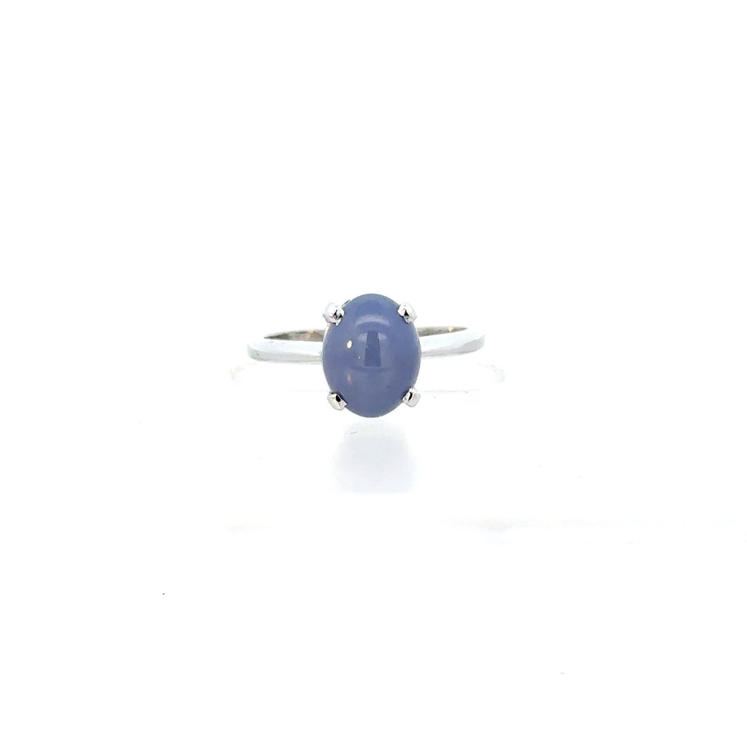 Periwinkle Blue Linde Star Sapphire Solitaire Ring 14k White Gold Lindy ...