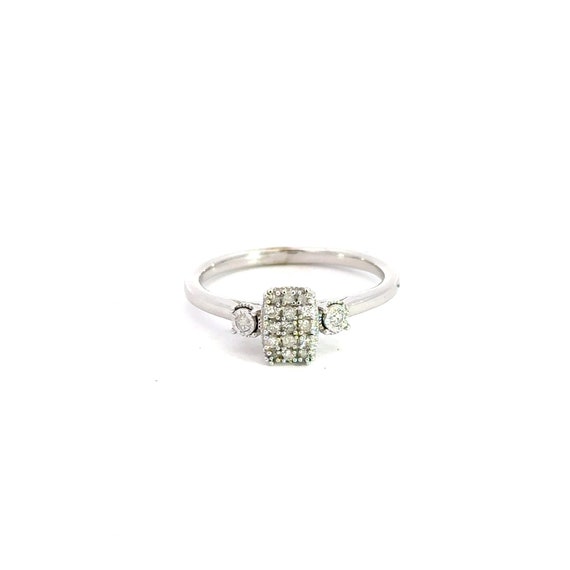 1/7 Carat Diamond Cluster Engagement Ring 10k White G… - Gem