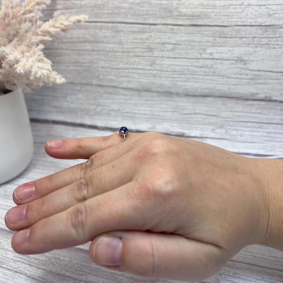 10k White Gold Round Blue Linde Star Sapphire Ring Un… - Gem