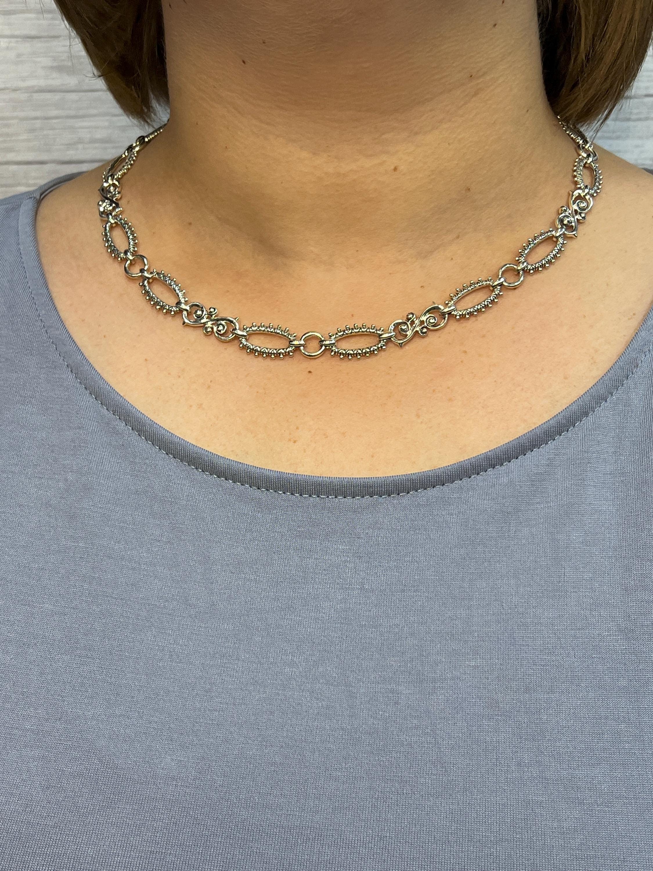 Barbara Bixby Sterling Silver Chain Necklace: 18k Gold Floral Toggle ...