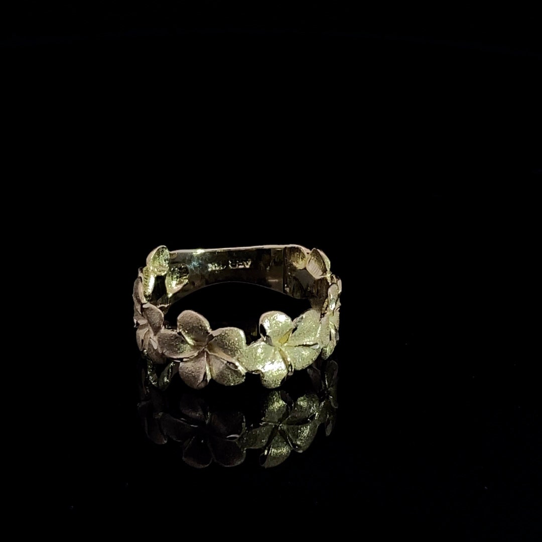 Plumeria Flower Ring 14k Yellow Gold Band Floral Wedding Bridal Hawaii ...