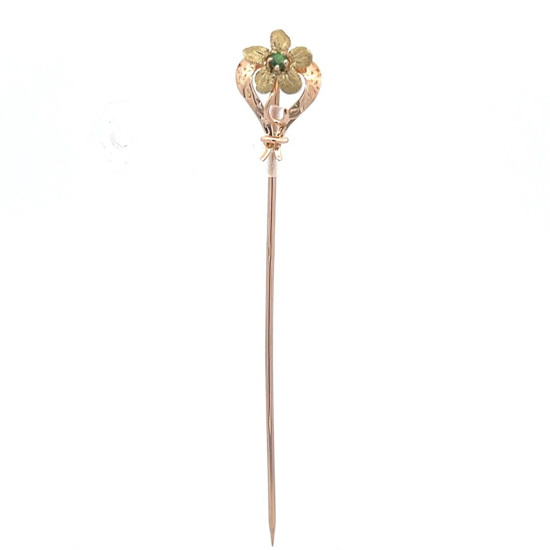 Vintage 10k Gold Flower Stick Pin With Tsavorite Garnet - Etsy