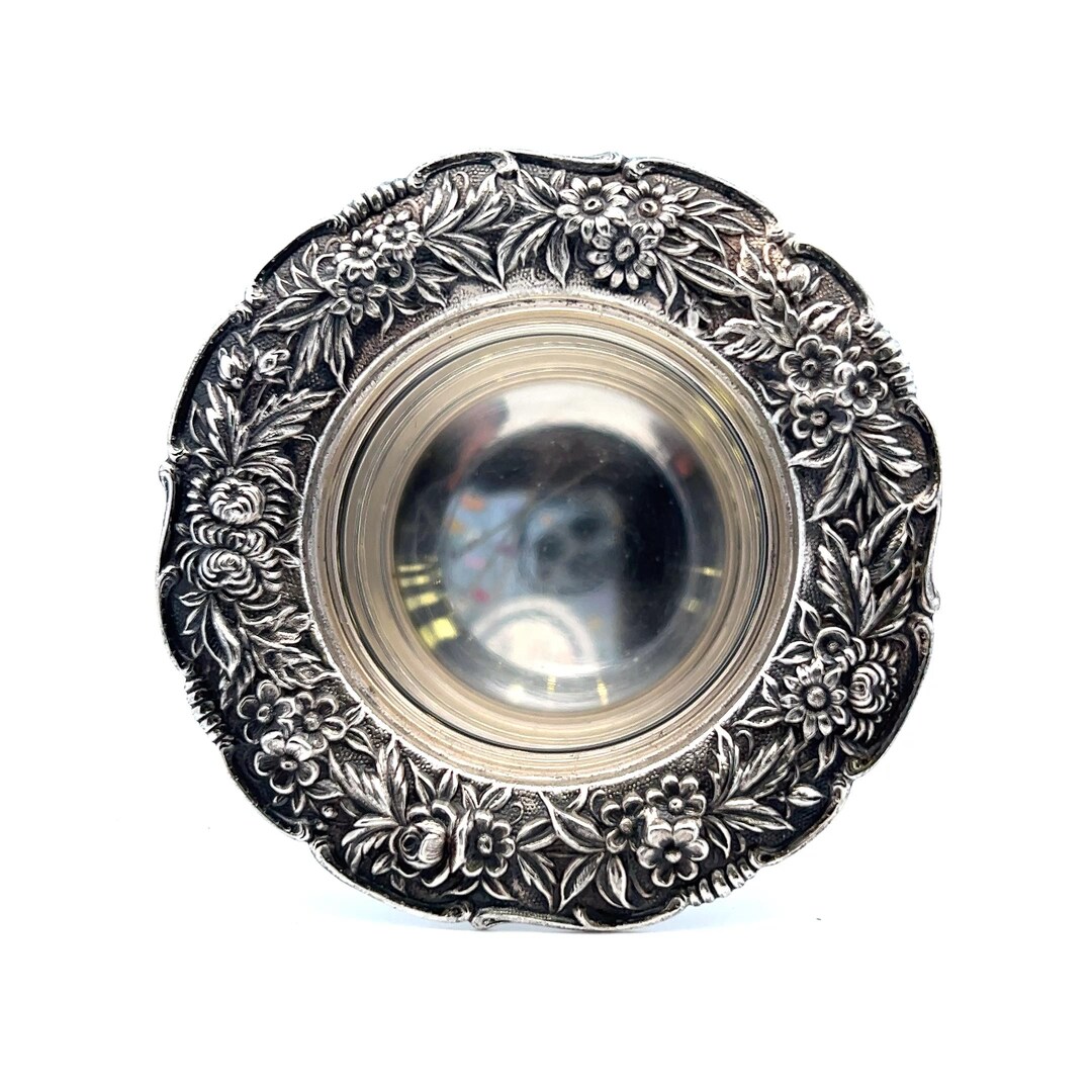 Vintage S. Kirk & Sons Sterling Silver Nut Dish: Floral Repoussé - Etsy