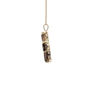Vintage Splendor: 10k Yellow Gold Smoky Quartz Cross Pendant - A ...