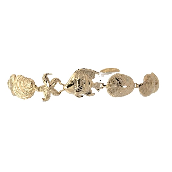 14k Yellow Gold Seashell and Marine Life Bracelet wit… - Gem