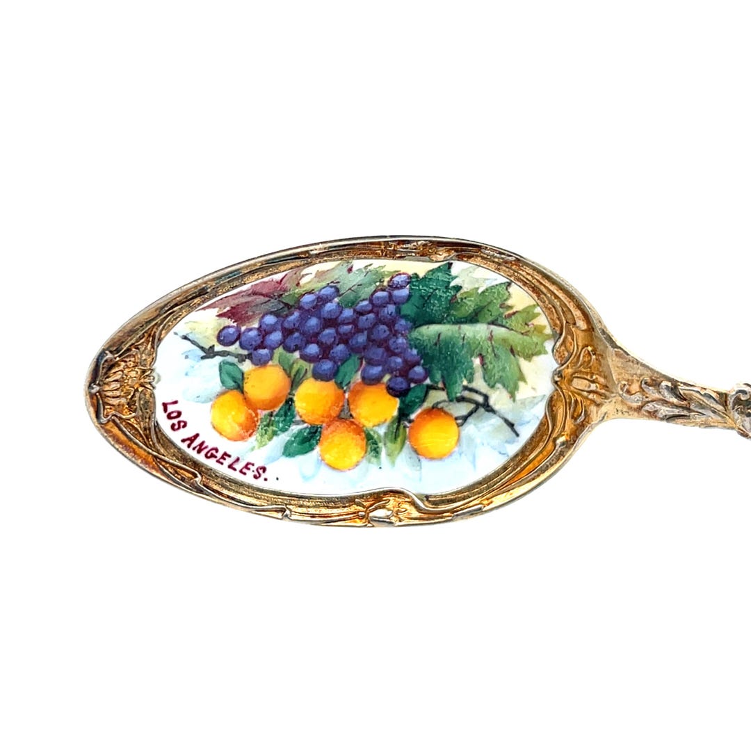 Antique Sterling Silver California Souvenir Spoon Painted Enamel Los ...