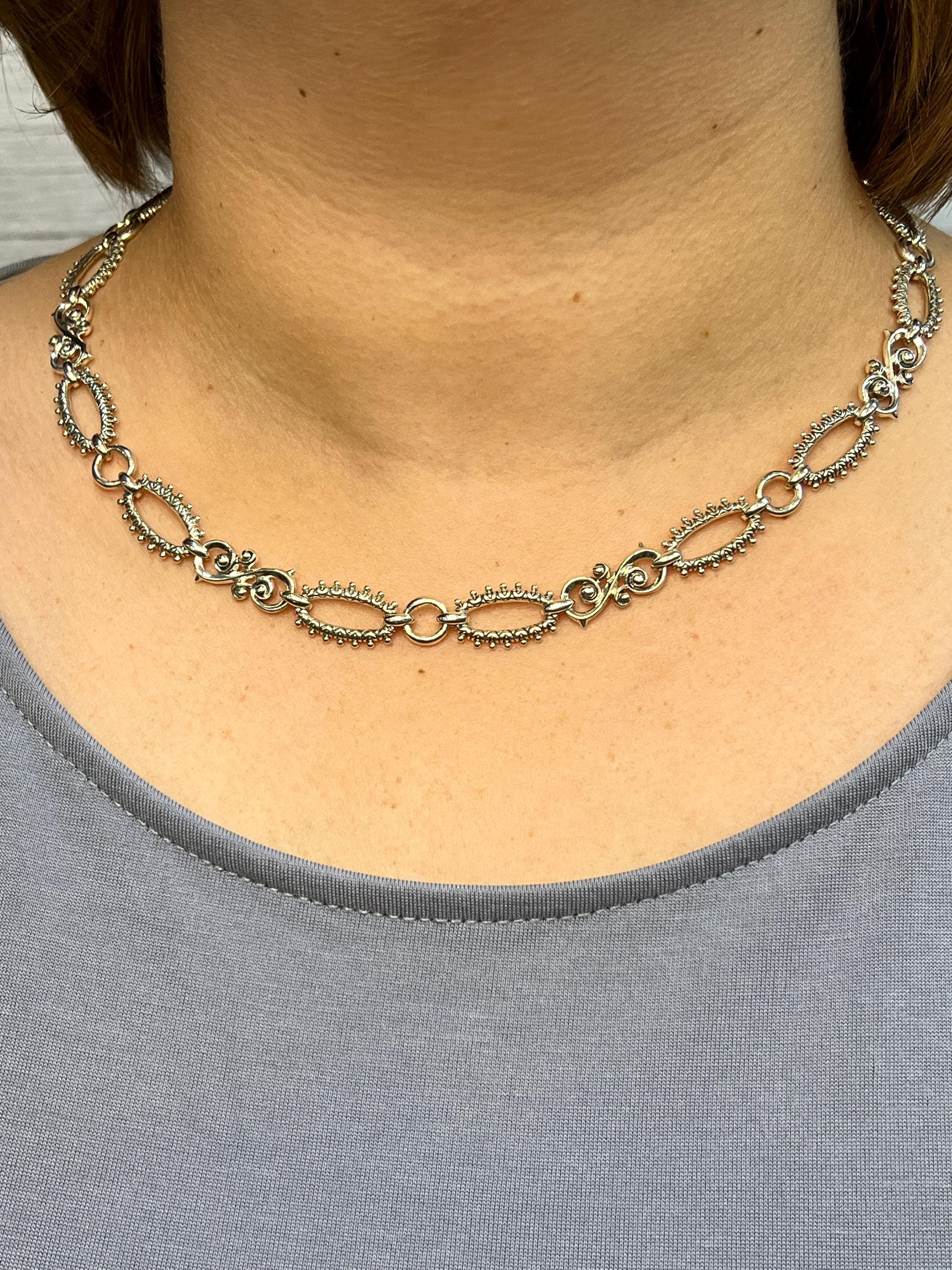 Barbara Bixby Sterling Silver Chain Necklace: 18k Gold Floral Toggle ...