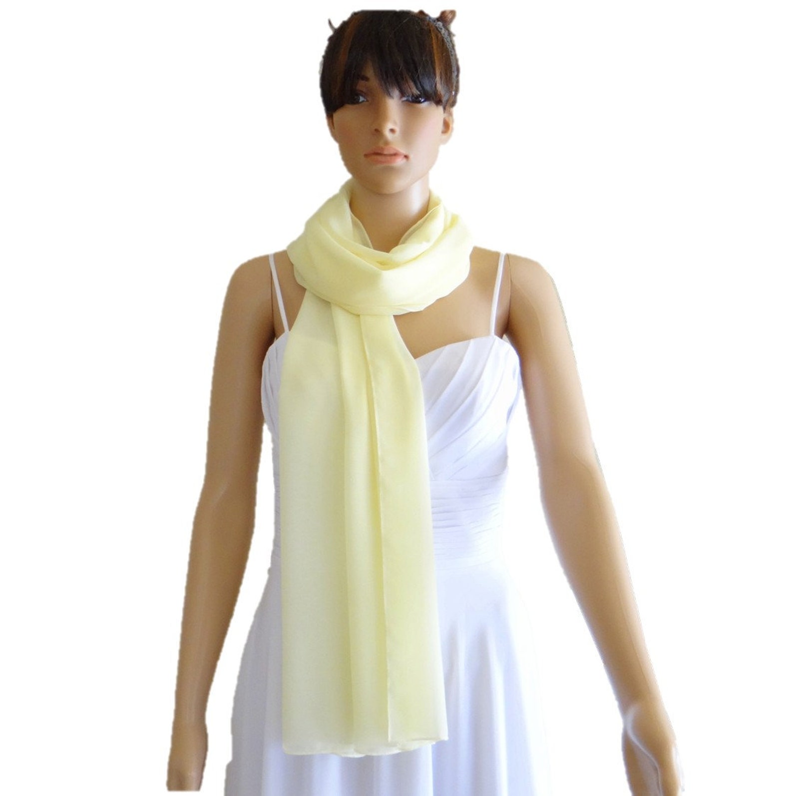 Pale Yellow Long Scarf. Pale Yellow Wrap Scarf. Soft Chiffon | Etsy