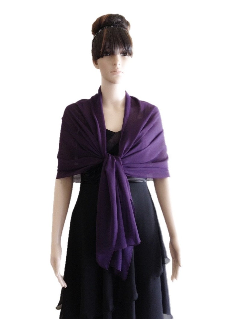 Dark Purple Long Scarf. Dark Purple Wrap Scarf. Soft Chiffon Scarf ...