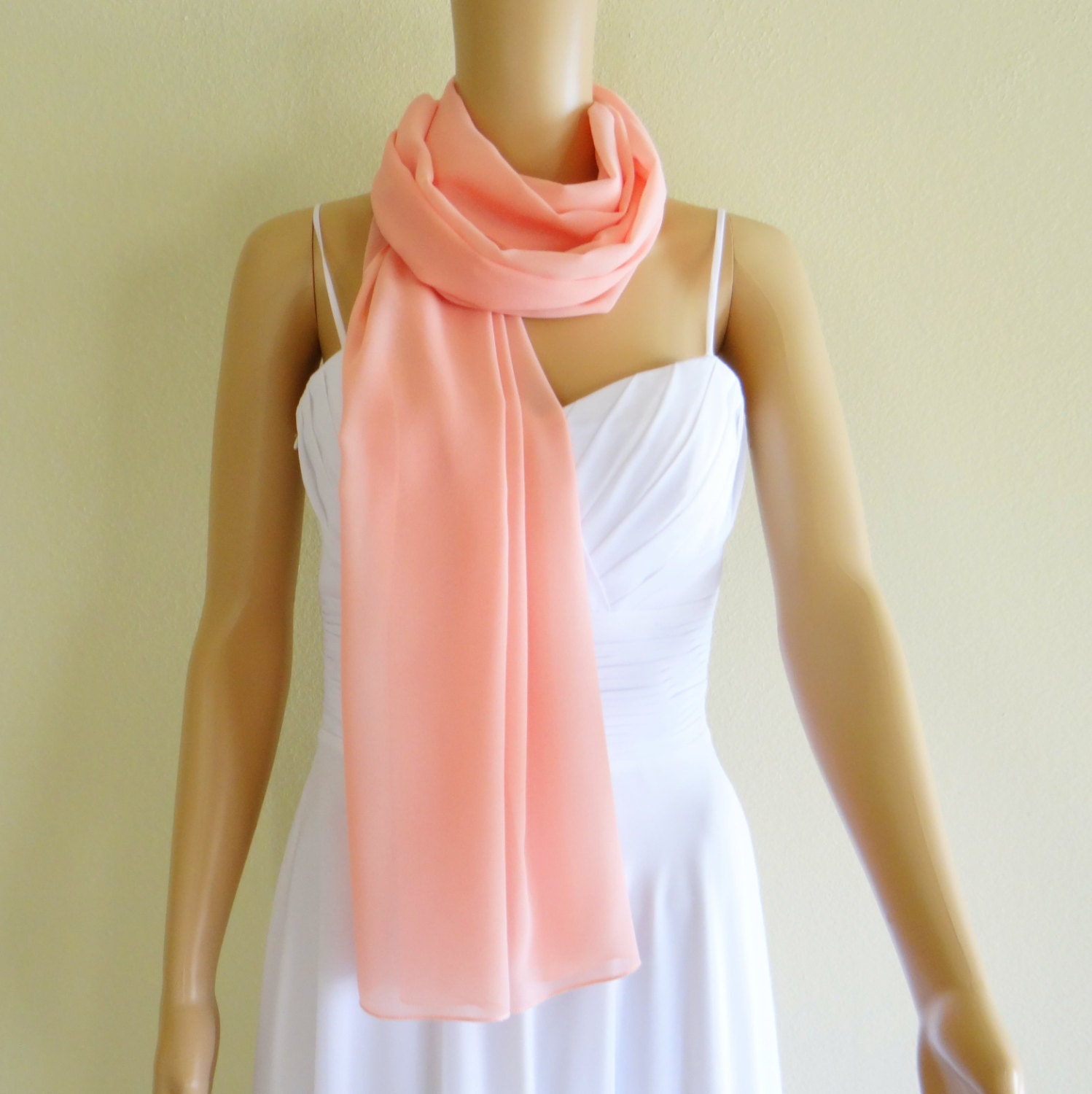 Light Pink Long Scarf. Light Pink Wrap Scarf. Soft Chiffon Scarf. Light ...