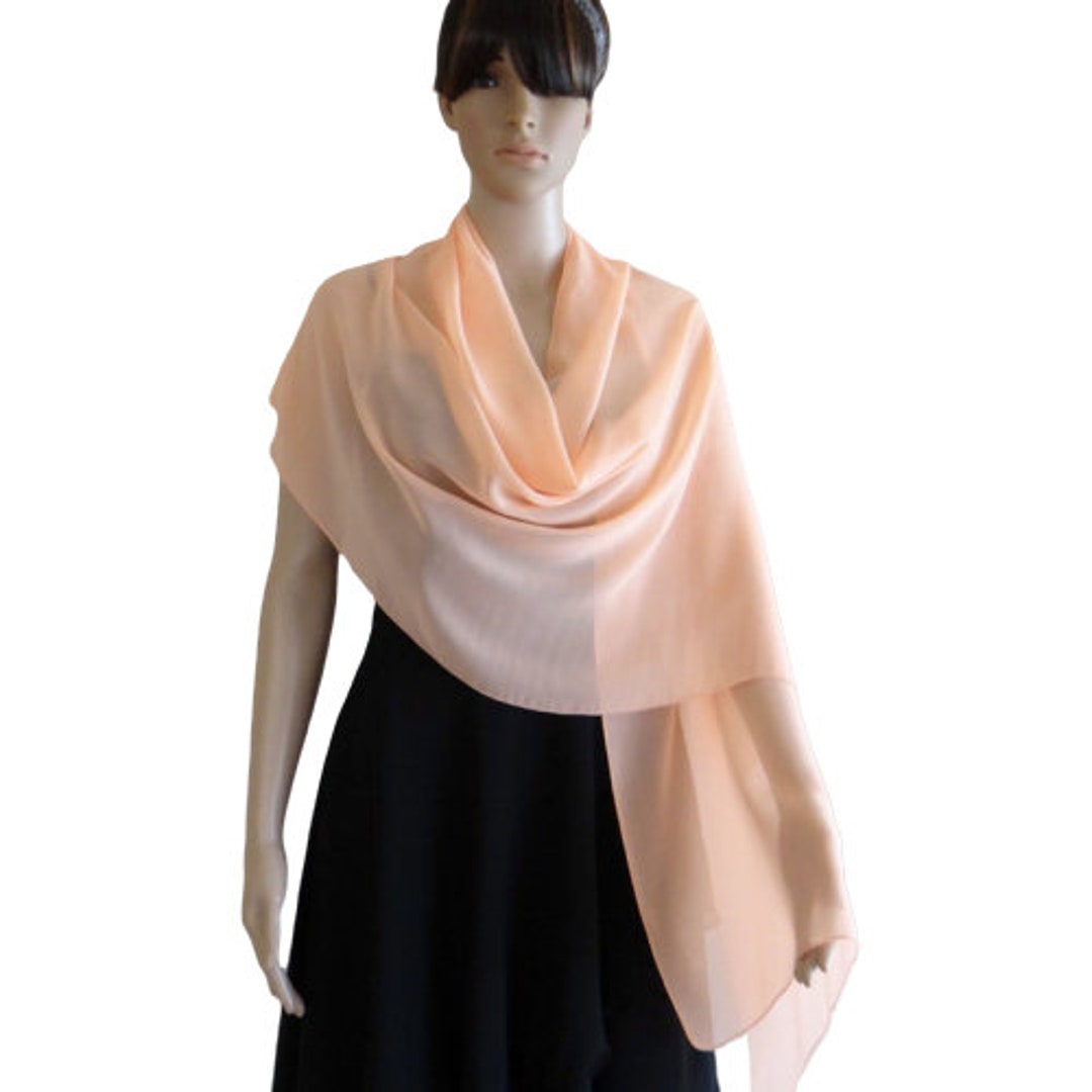 Peach Long Scarf. Peach Wrap Scarf. Long Chiffon Scarf. Peach Shawl. - Etsy