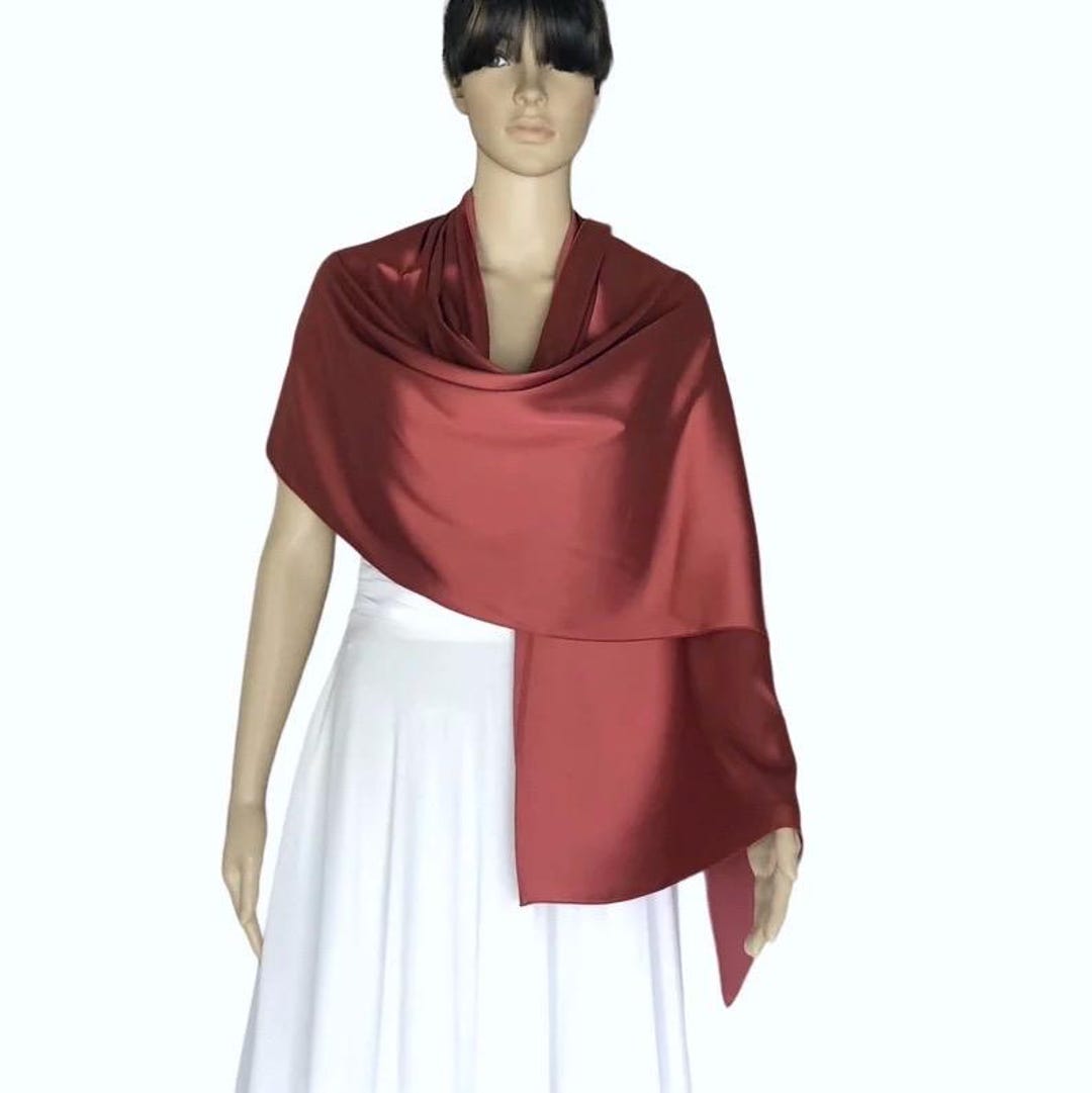Terracotta Silk Shawl. Soft Silk Wrap Scarf. Terracotta Long Scarf. - Etsy