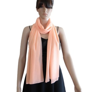 Peach Long Scarf. Peach Wrap Scarf. Long Chiffon Scarf. Peach Shawl. - Etsy