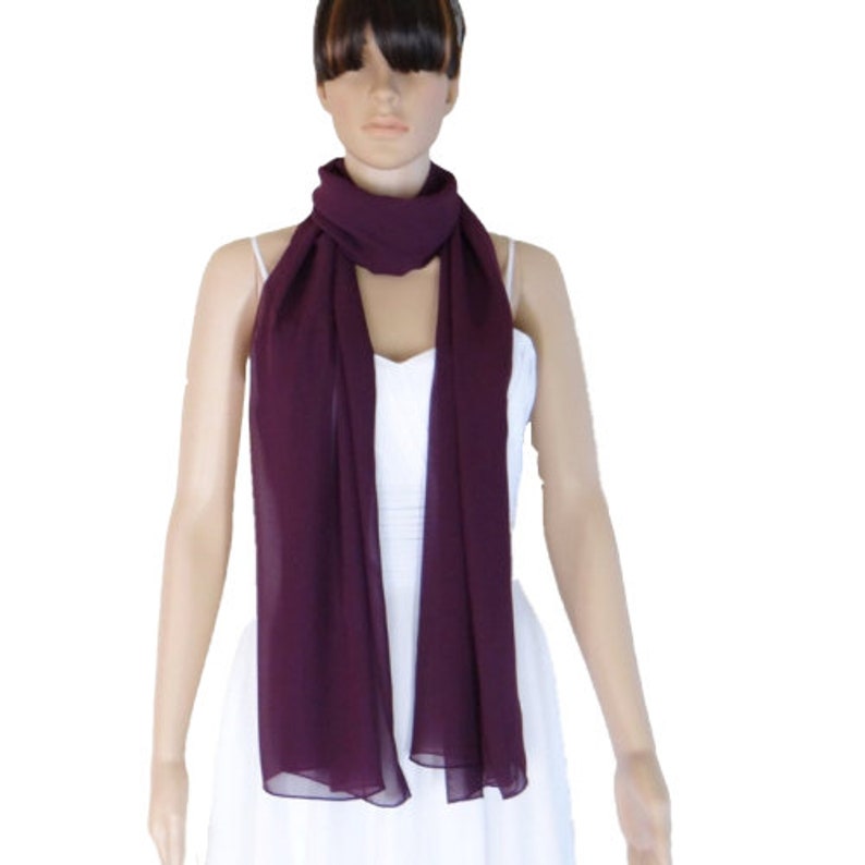 Plum Long Scarf. Plum Wrap Scarf. Soft Chiffon Scarf. Plum Chiffon ...