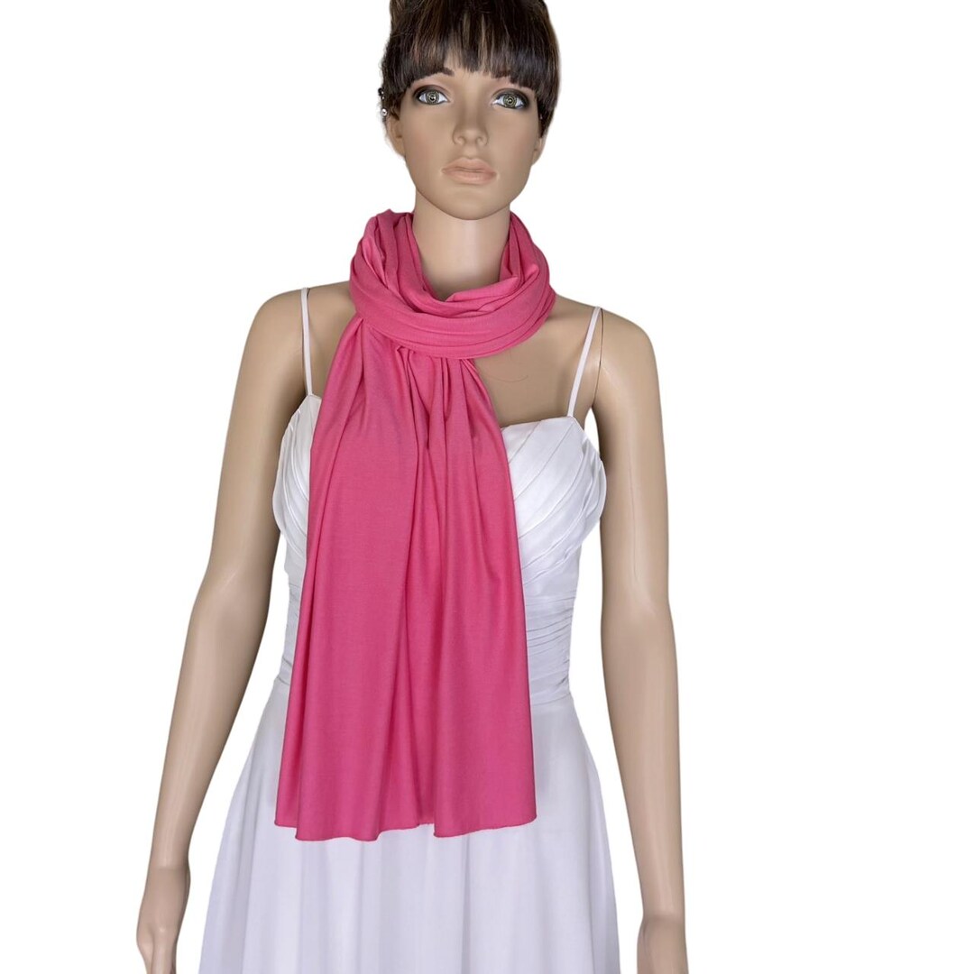 Deep Pink Cotton Spandex Wrap Scarf. Deep Pink Long Scarf. Soft Shawl ...