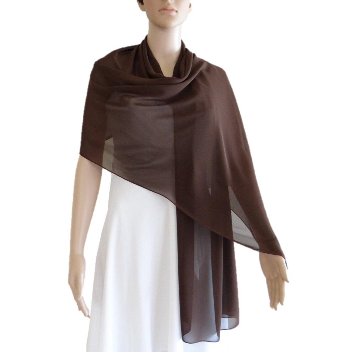 Brown Long Scarf. Brown Wrap Scarf. Chiffon Scarf. Fashion - Etsy