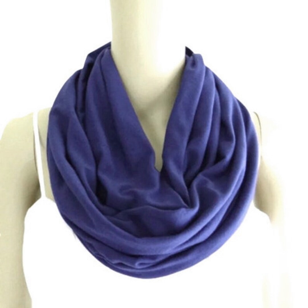 Dark Blue Infinity Scarf. Dark Blue Circle Scarf. Soft Cotton Loop ...