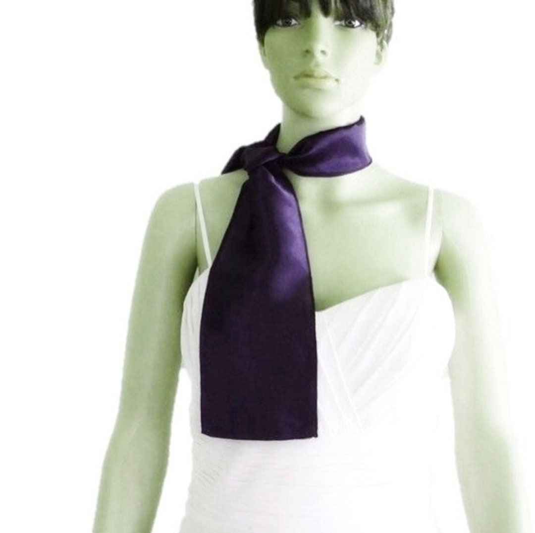 Dark Purple Satin Scarf. Neck Scarf. Dark Purple Bow Tie Scarf. - Etsy