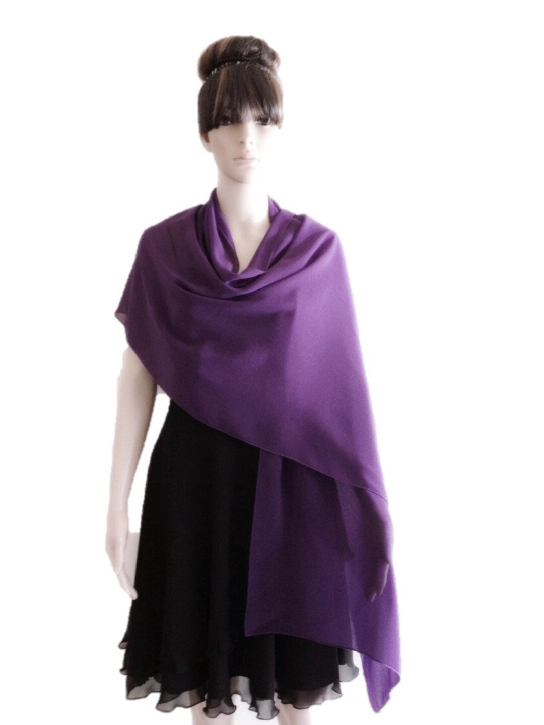 Purple Long Scarf. Purple Wrap Scarf. Chiffon Scarf. Soft Purple Shawl ...