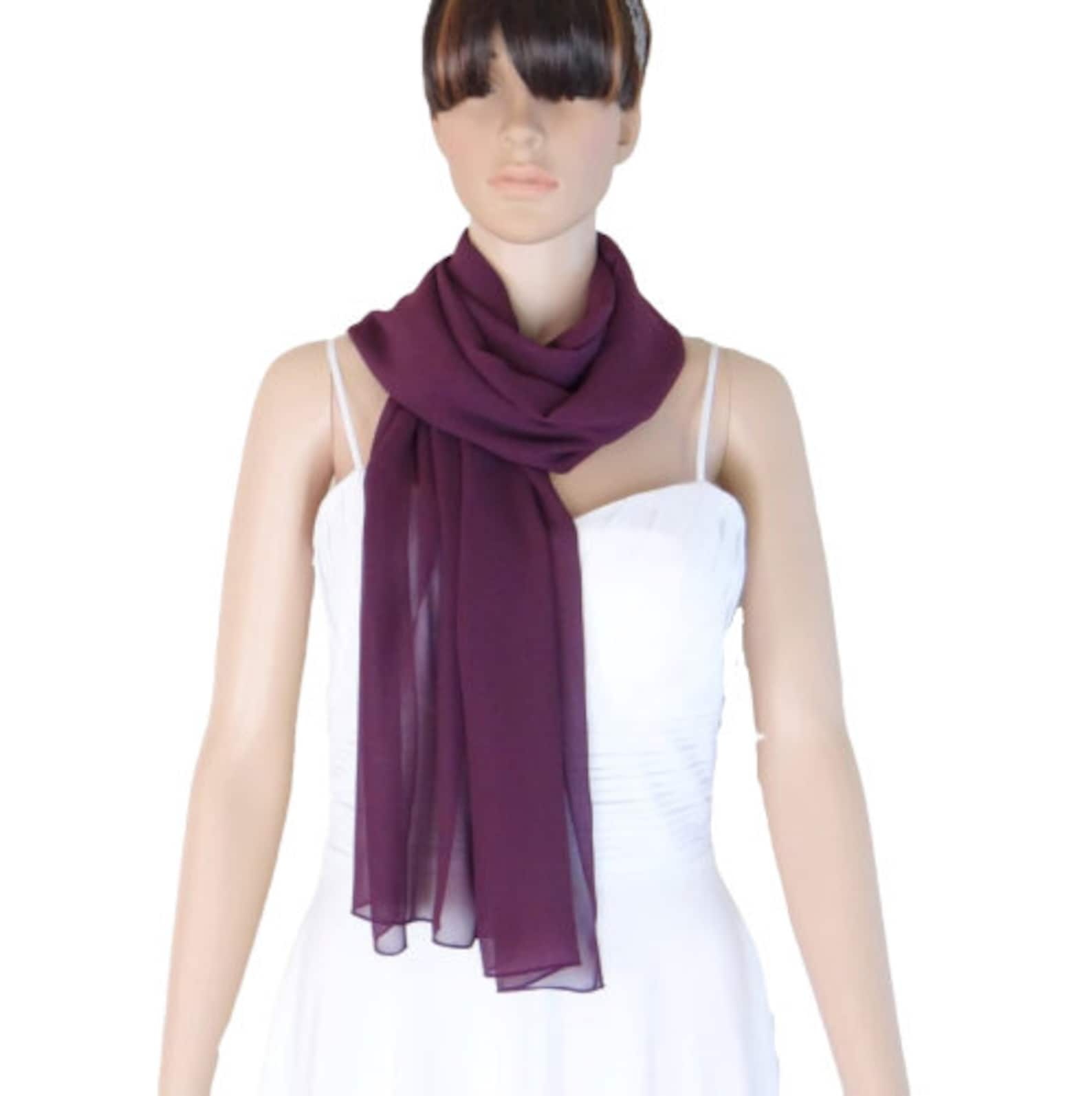 Plum Long Scarf. Plum Wrap Scarf. Soft Chiffon Scarf. Plum Chiffon ...