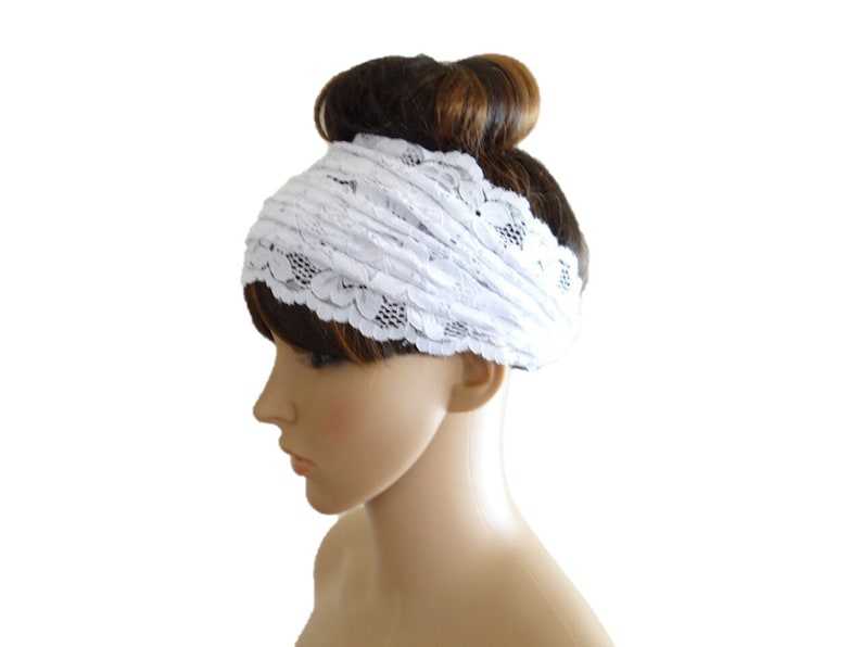 White Lace Headband White Head Wrap Etsy