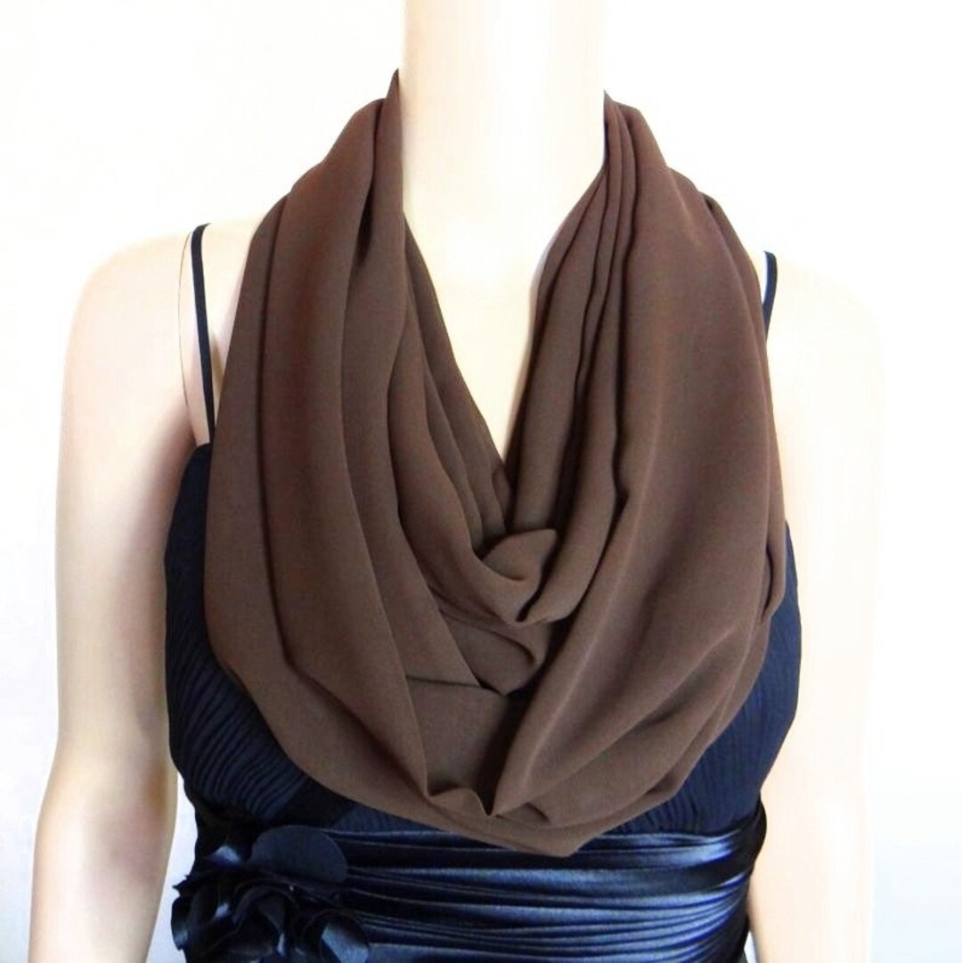 Brown Circle Scarf. Infinity Scarf. Brown Chiffon Scarf - Etsy