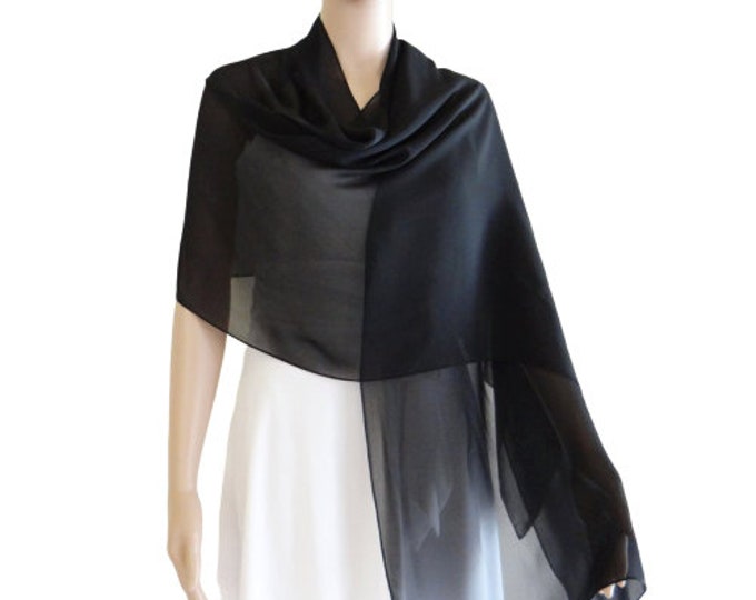 Black Long Scarf. Chiffon Scarf. Black Wrap Scarf. Black - Etsy
