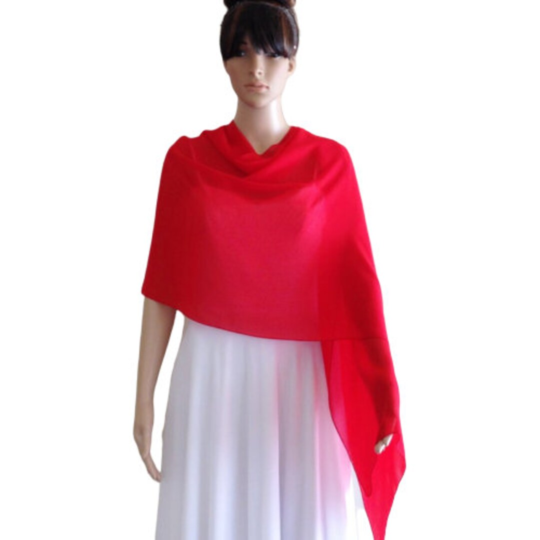 Red Long Scarf. Red Wrap Scarf. Red Chiffon Shawl. Soft Chiffon Scarf ...