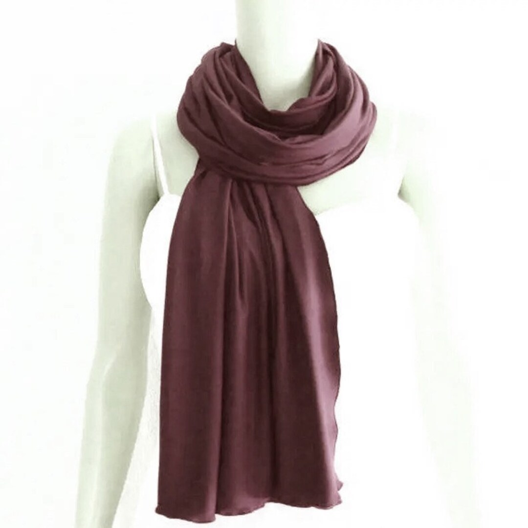 Wine Cotton Spandex Shawl. Wine Long Scarf. Soft Women Wrap Scarf ...
