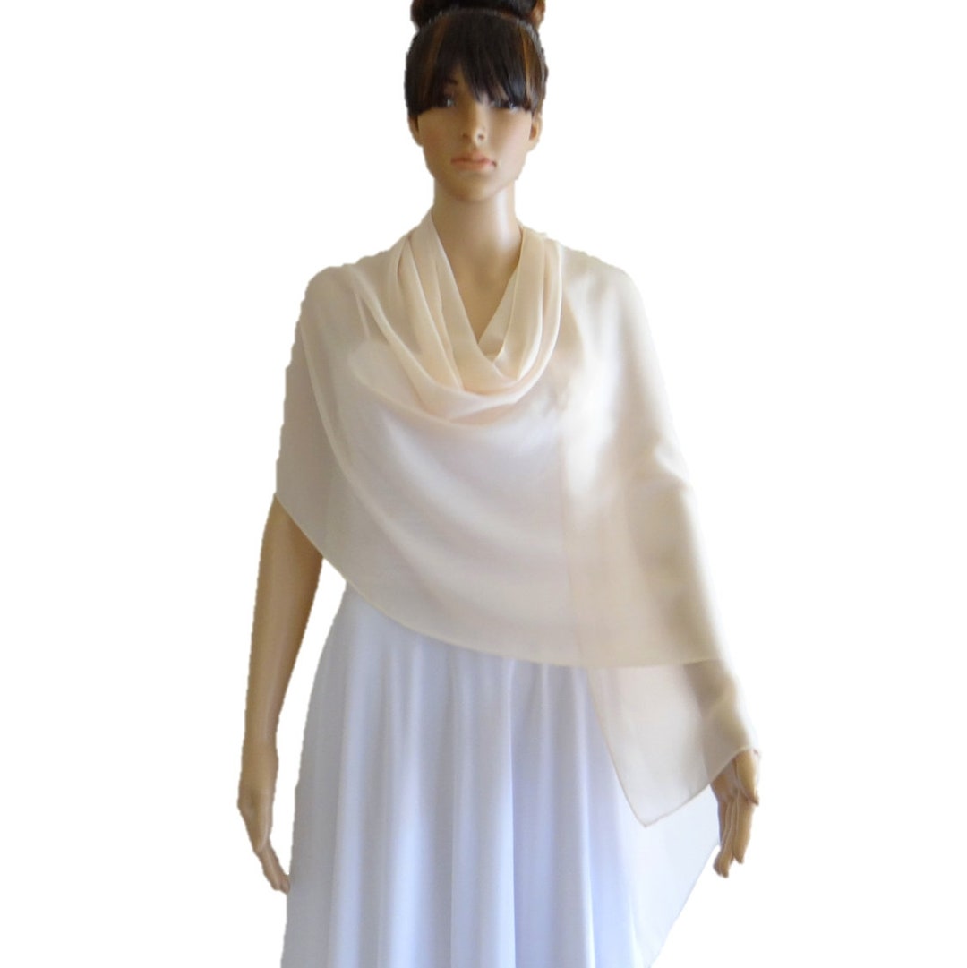Ivory Long Scarf. Ivory Wrap Scarf. Soft Chiffon Scarf. Ivory Chiffon ...
