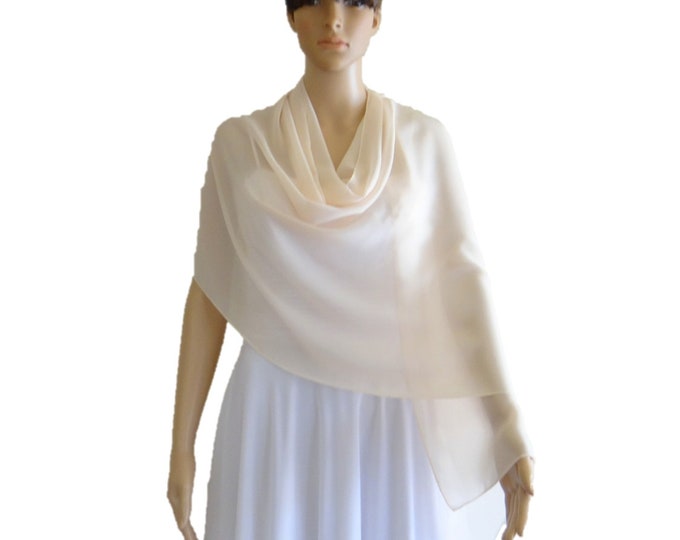 Ivory Long Scarf. Ivory Wrap Scarf. Soft Chiffon Scarf. Ivory Chiffon ...