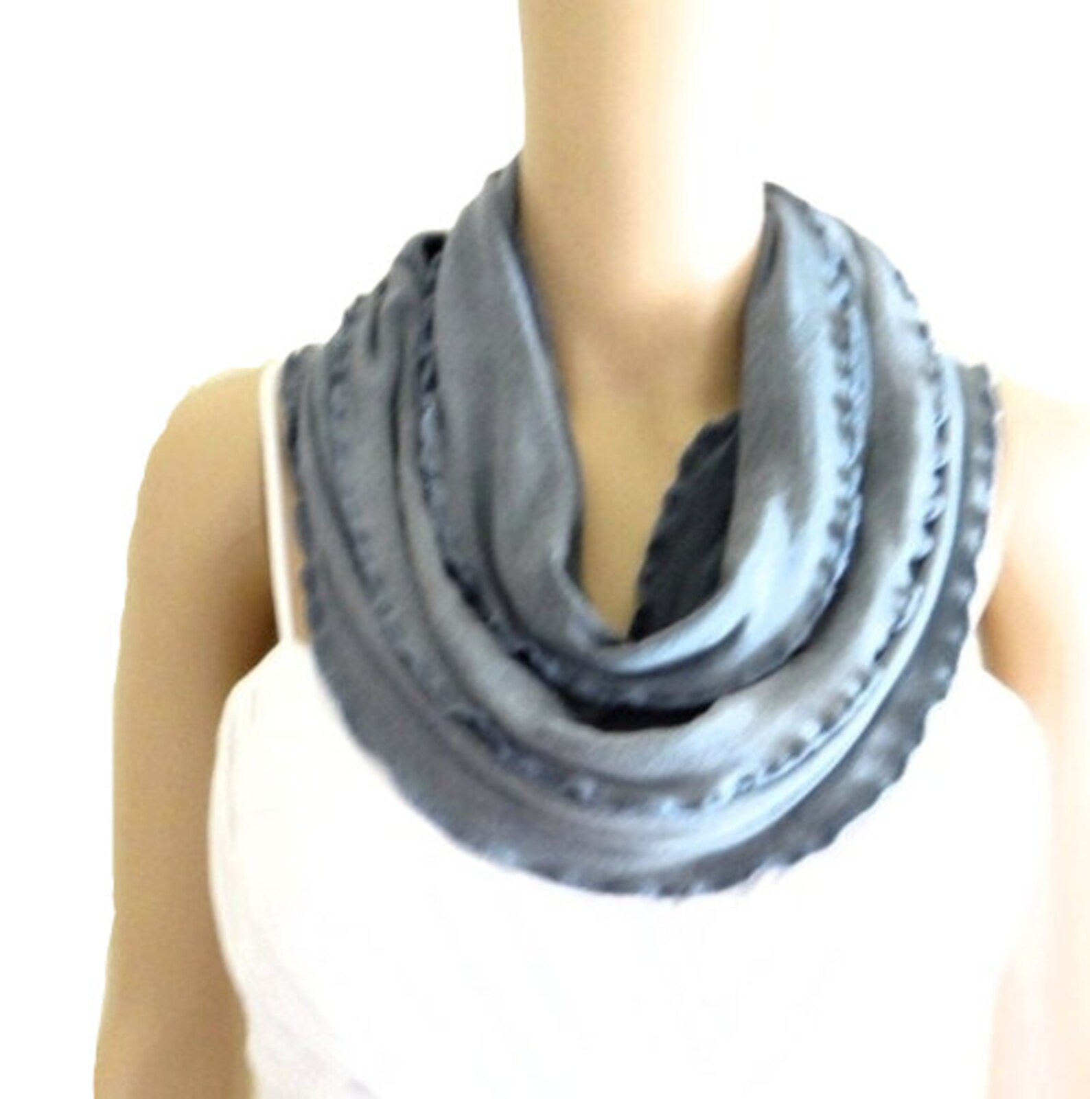 Dark Dusty Blue Circle Scarf. Soft Cotton Spandex Infinity Scarf. - Etsy