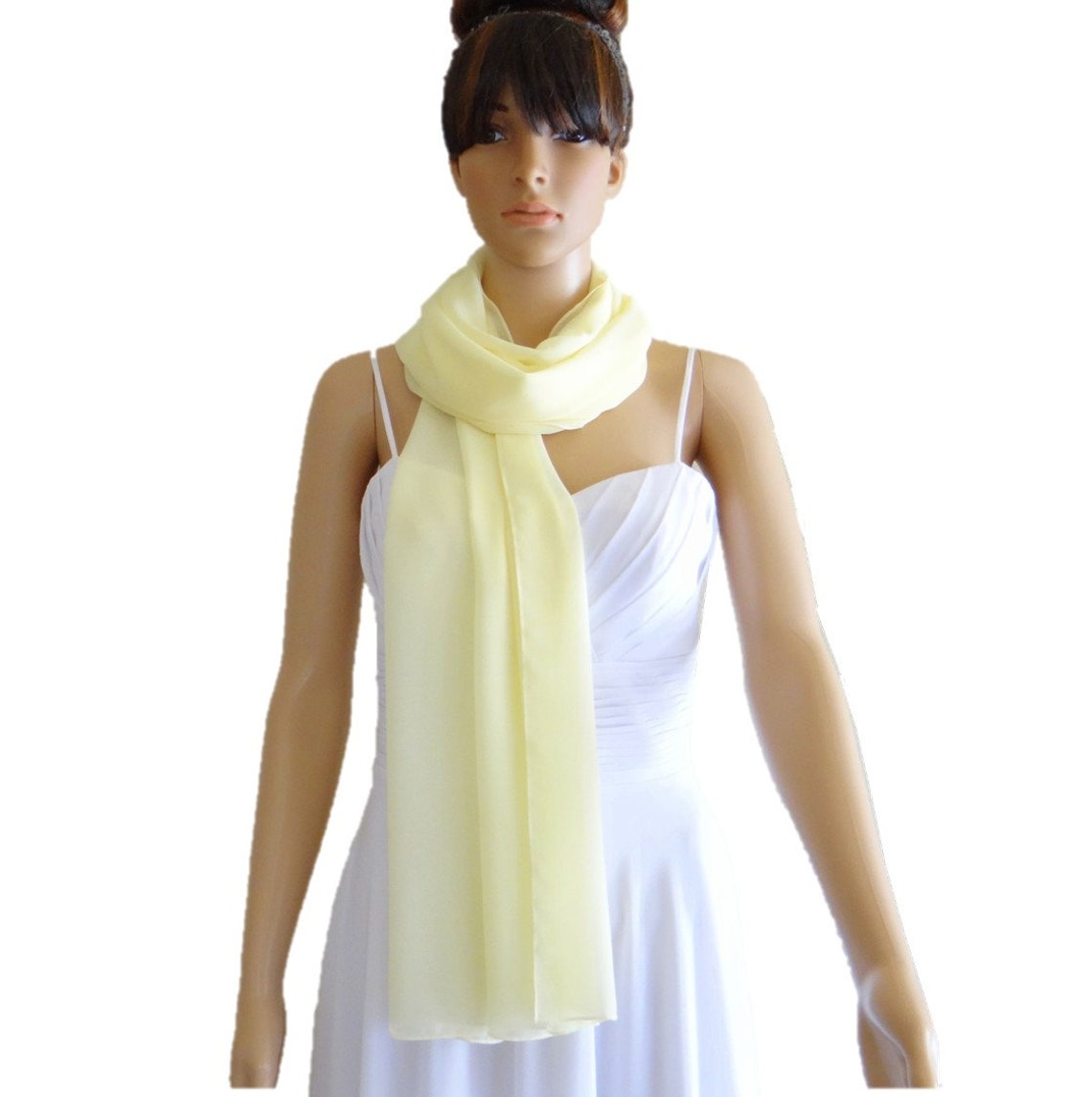 Pale Yellow Long Scarf. Pale Yellow Wrap Scarf. Soft Chiffon | Etsy