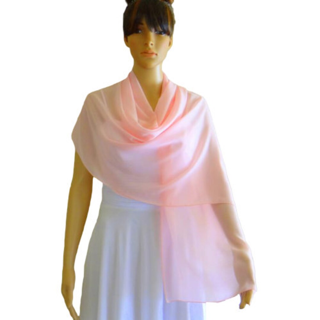 Baby Pink Long Scarf. Baby Pink Wrap Scarf. Baby Pink Chiffon Shawl. - Etsy