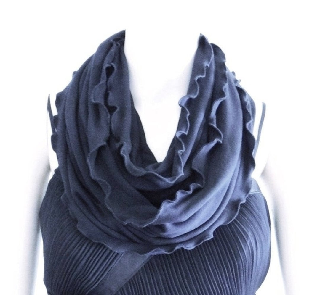 Navy Blue Infinity Scarf. Navy Blue Circle Scarf. Soft Cotton Spandex ...
