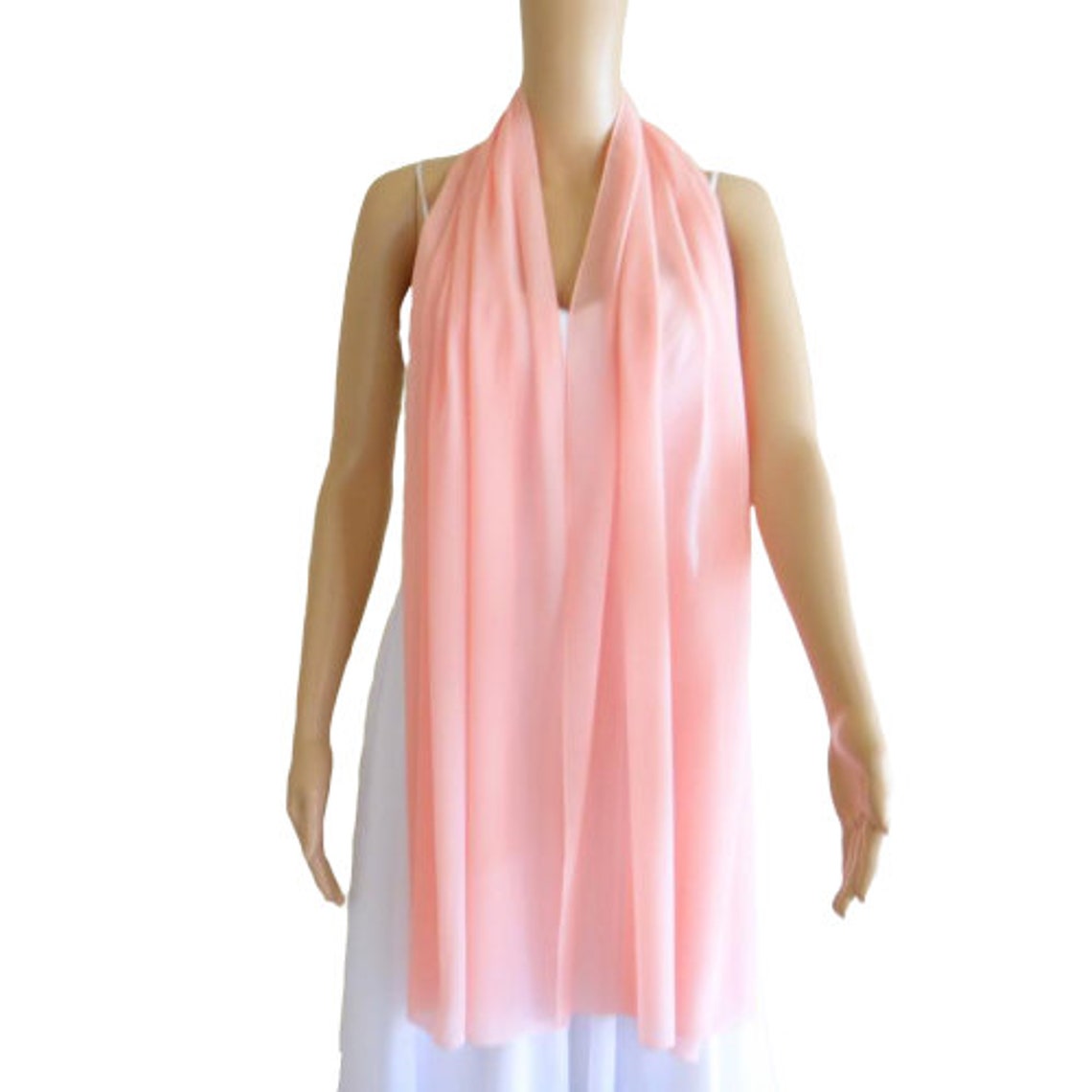 Light Pink Long Scarf. Light Pink Wrap Scarf. Soft Chiffon Scarf. Light ...