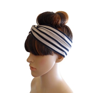 Tan and Black Striped Head Wrap.striped Headband - Etsy