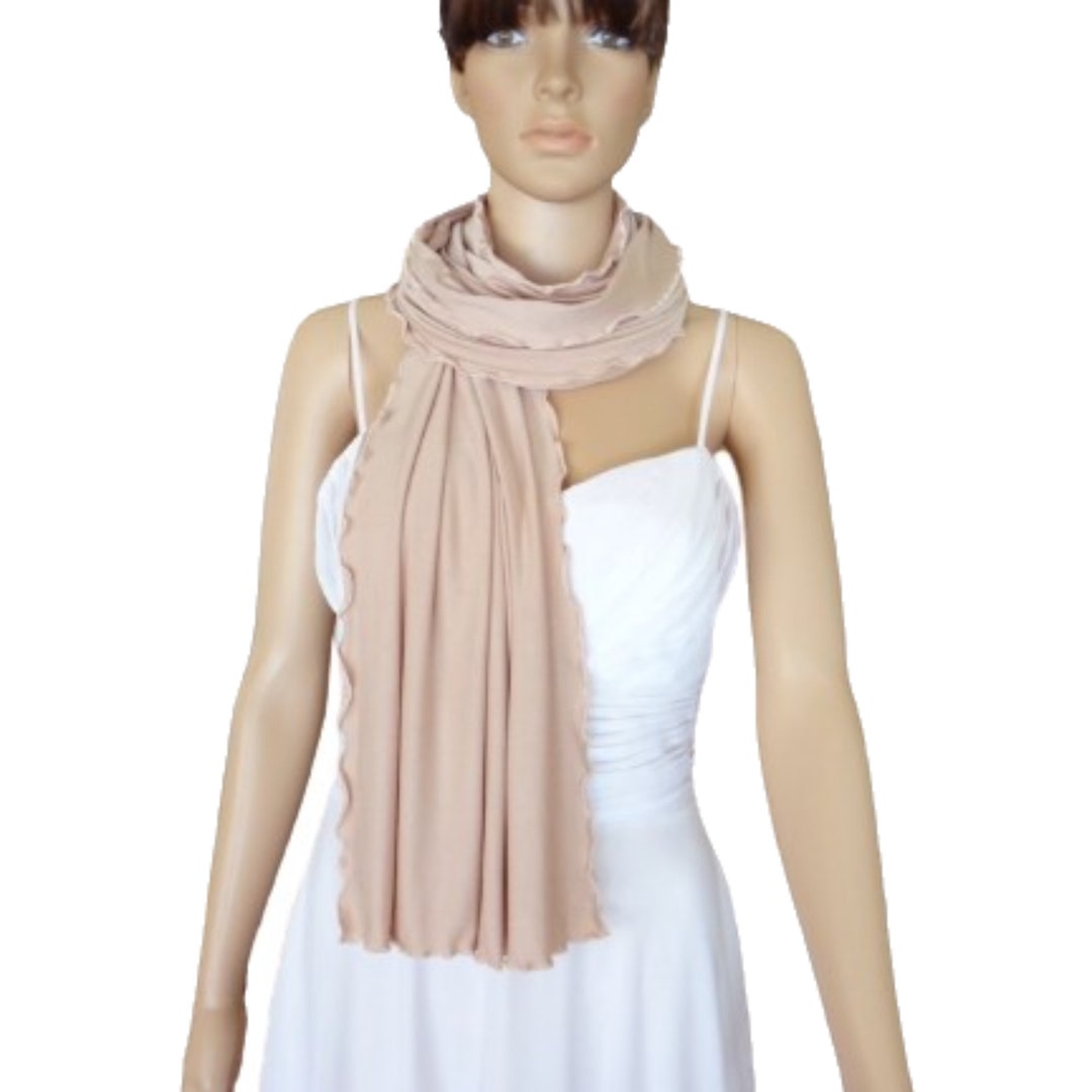 Tan Soft Cotton Spandex Shawl. Long Scarf. Tan Wrap Scarf. Tan Wrap ...