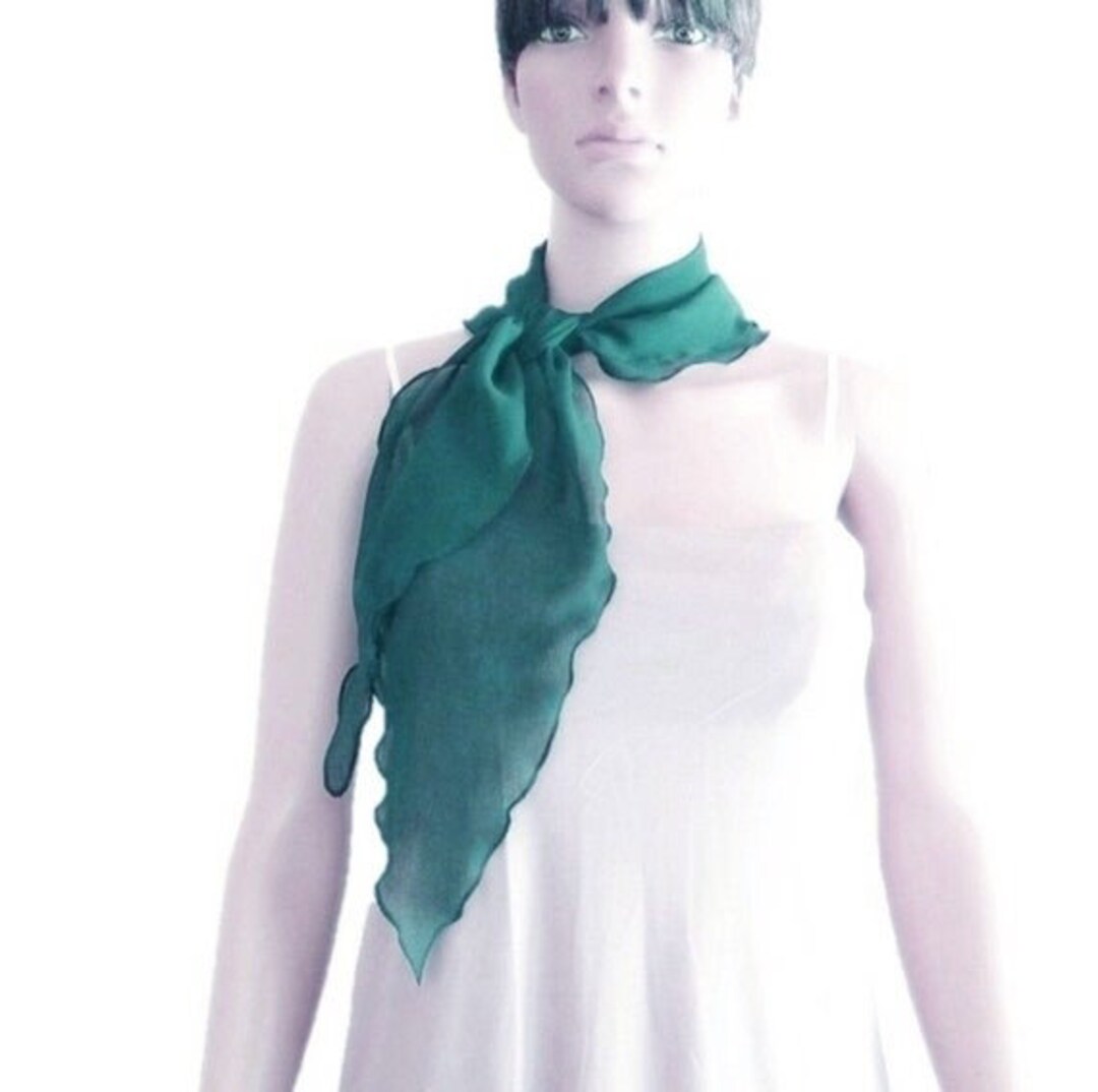 Teal Green Neck Scarf. Teal Green Bow Tie Scarf. Soft Chiffon Scarf. - Etsy