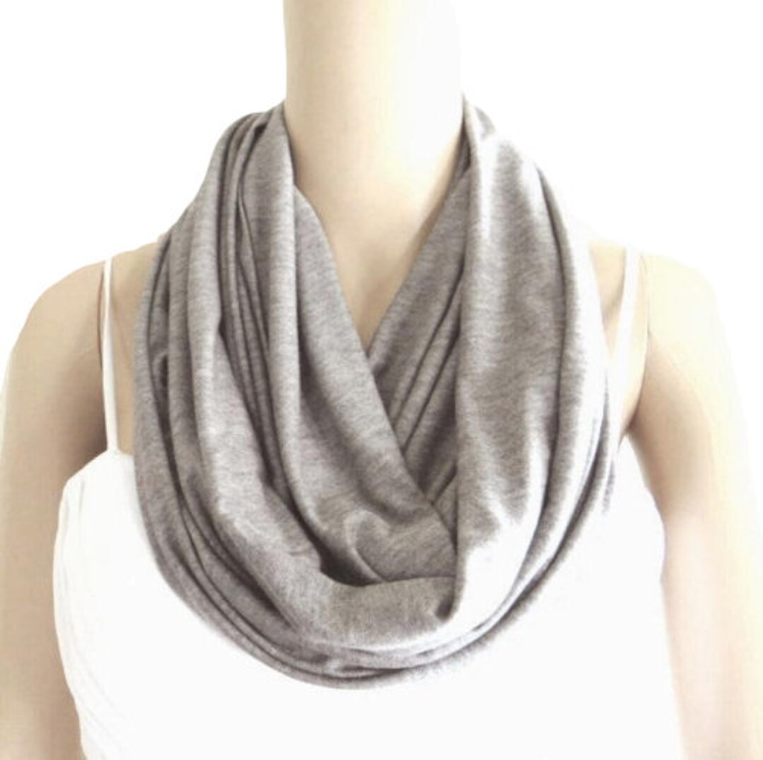 Light Grey Infinity Scarf. Fashion Loop Scarf. Light Grey Circle Scarf ...