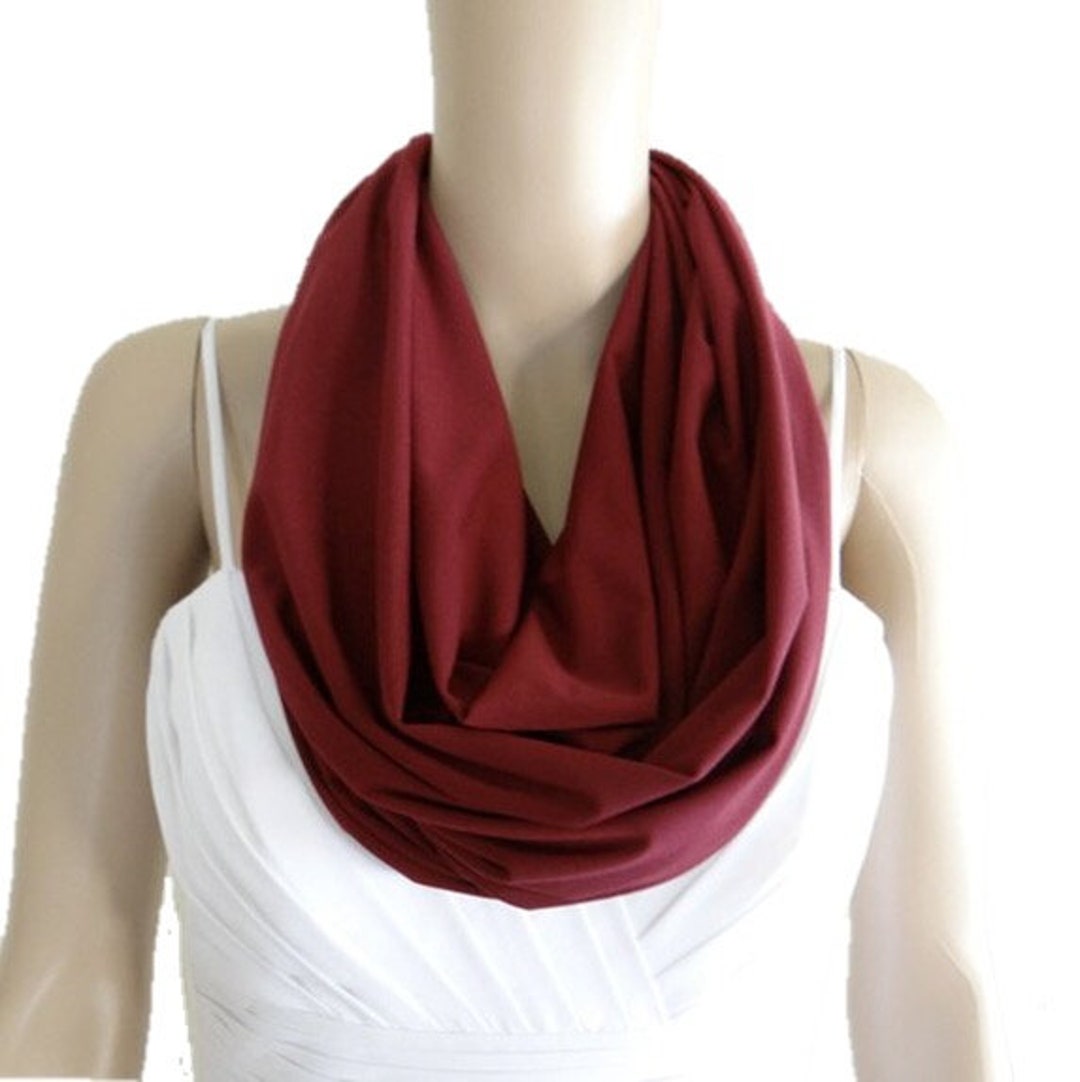 Burgundy Circle Scarf. Loop Scarf. Burgundy Infinity Scarf. Fashion ...