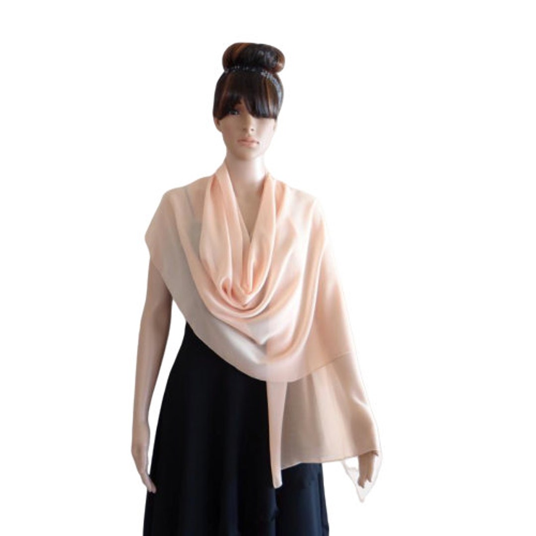 Light Peach Long Scarf. Soft Chiffon Scarf. Light Peach Wrap Scarf ...