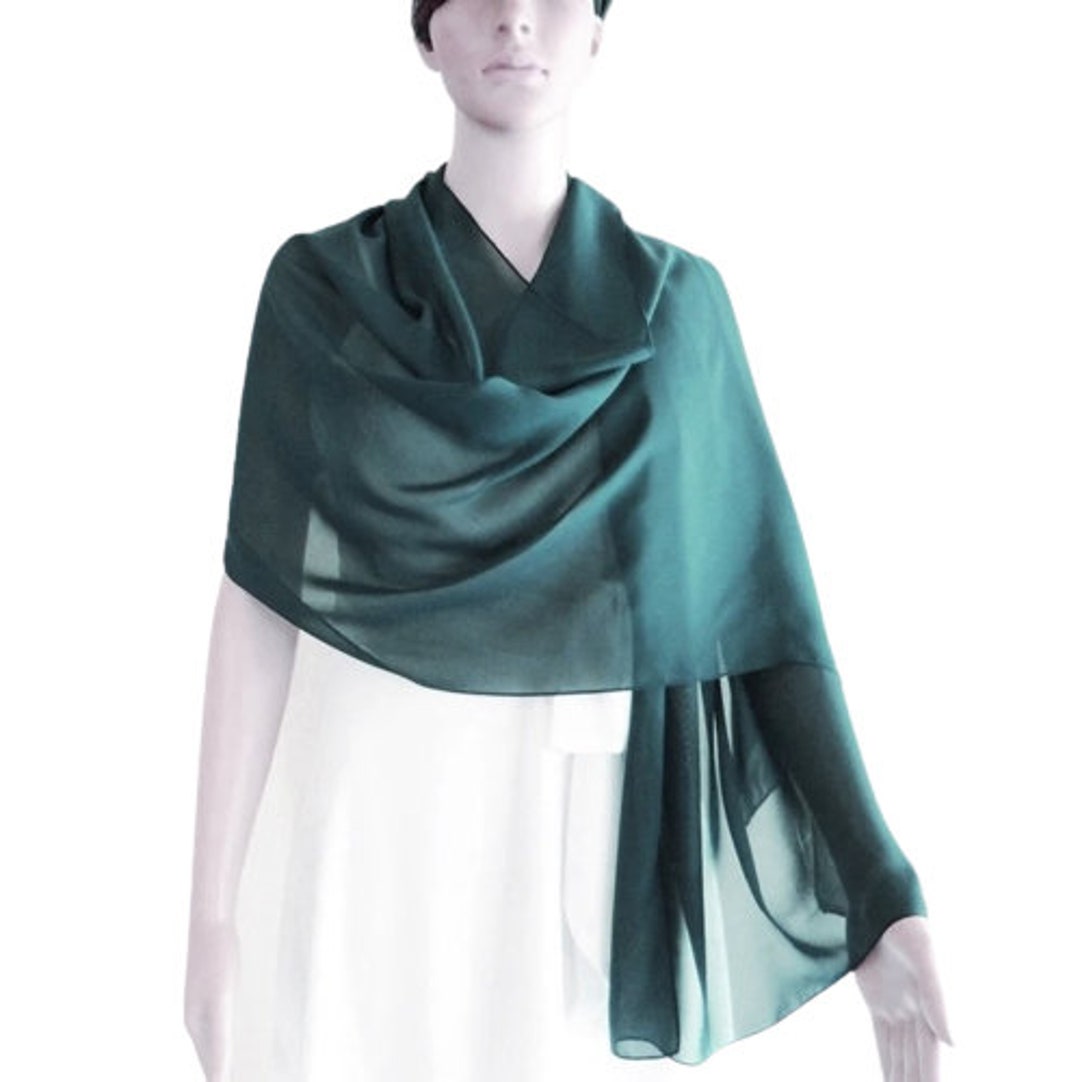 Dark Teal Green Wrap Scarf. Dark Teal Green Long Scarf. Soft Chiffon ...