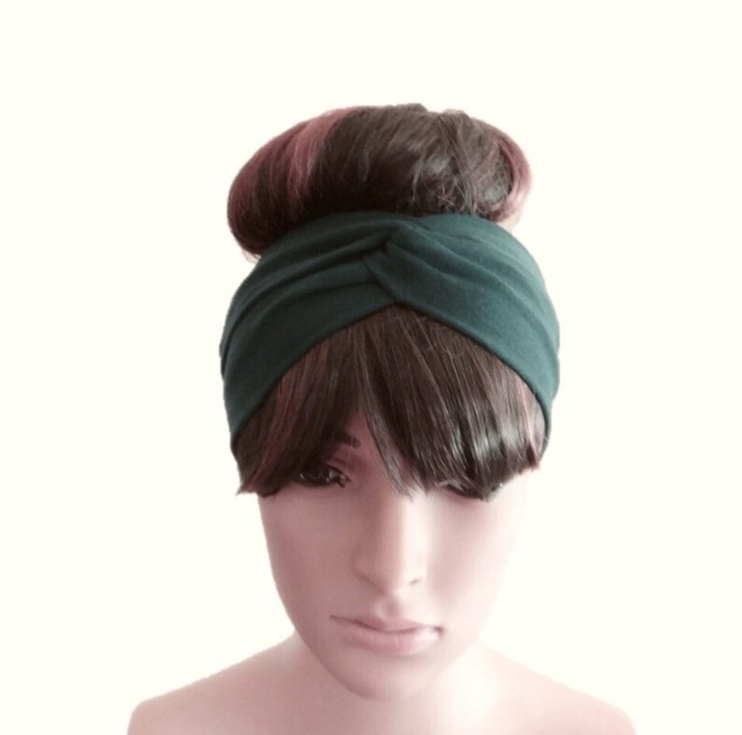 Forest Green Headband. Forest Green Head Wrap. Twist Headband. Stretch ...