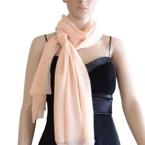 Light Peach Long Scarf. Soft Chiffon Scarf. Light Peach Wrap Scarf ...