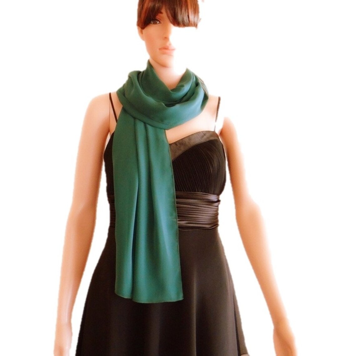 Dark Green Wrap Scarf . Dark Green Long Scarf. Soft Chiffon Scarf. Dark ...