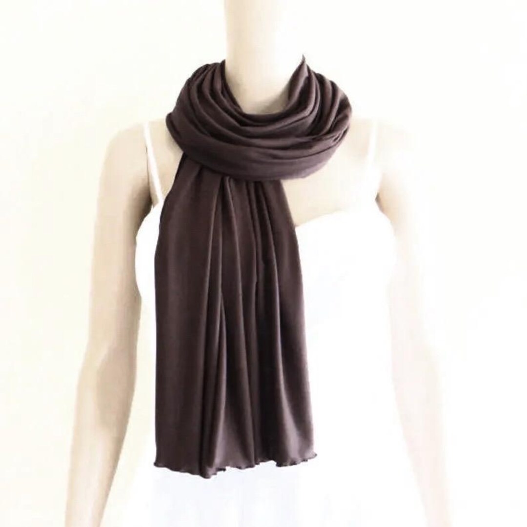 Dark Brown Cotton Spandex Shawl. Long Scarf. Dark Brown Wrap Scarf. - Etsy