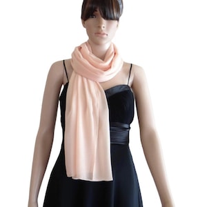 Light Peach Long Scarf. Soft Chiffon Scarf. Light Peach Wrap Scarf ...